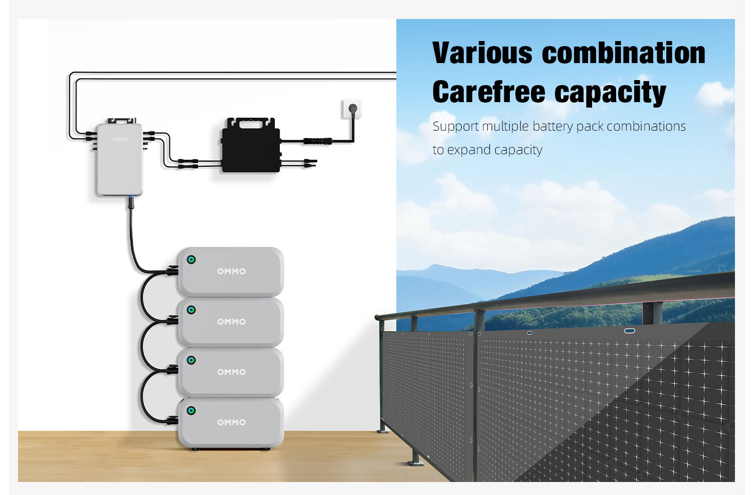 2kWh Battery pack+PV-HUB-OMMO Portable power station